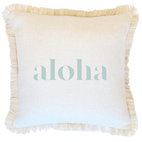 Cushion Cover-Coastal Fringe-Aloha Seafoam-45cm x 45cm – Escape to Paradise Custom Made